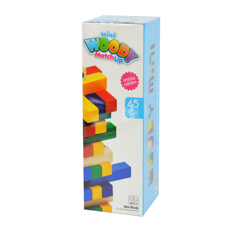Đồ chơi rút gỗ màu Mini Woody (45pcs) - Rút thanh màu mini Woody