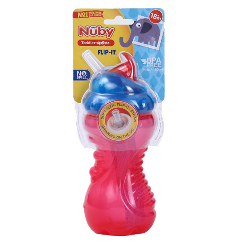 Bình uống nước kèm dây đeo Nuby 420ml (nhiều màu)