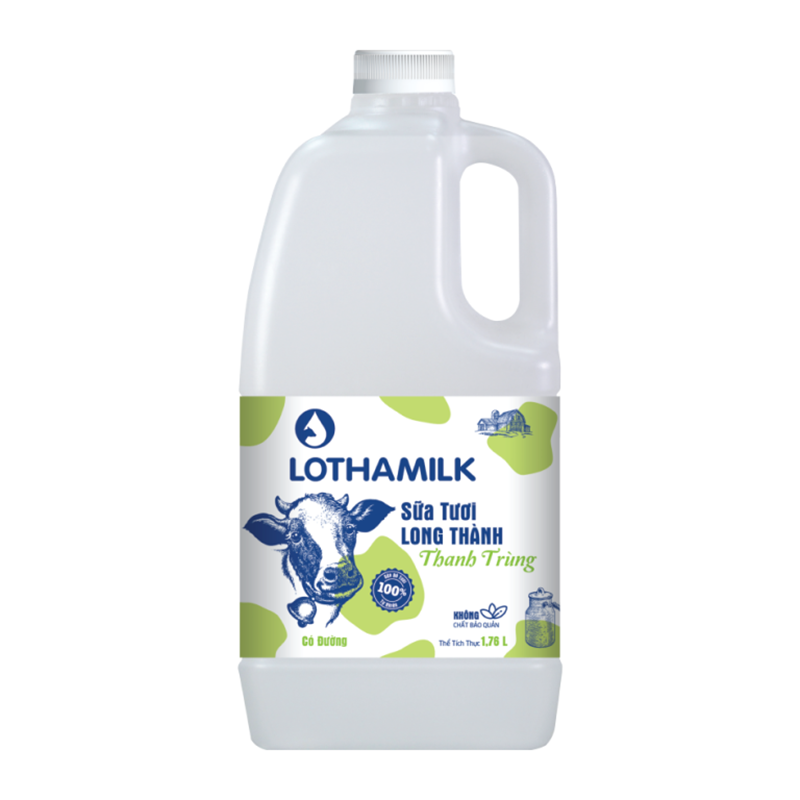 Sữa thanh trùng có đường Lothamilk bình từ 100% sữa tươi
