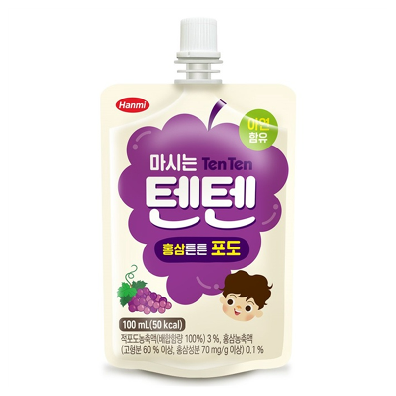 Nước trái cây hồng sâm Hanmi TenTen Vị Nho (100ml/túi)