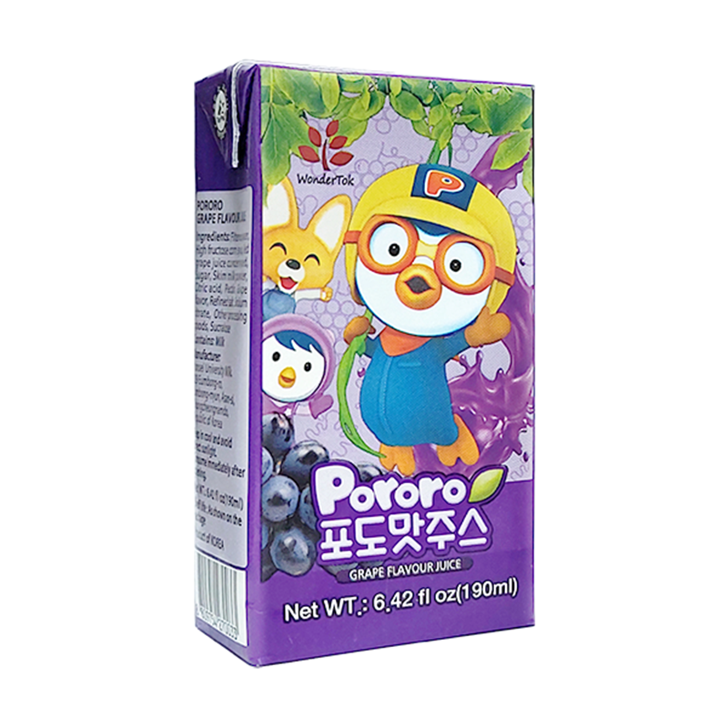 Nước ép trái cây Pororo Wondertok vị nho 190ml - Hàn Quốc