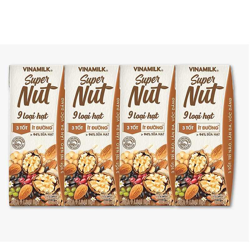 Sữa 9 loại hạt Vinamilk Super Nut - Lốc 4 hộp 180ml