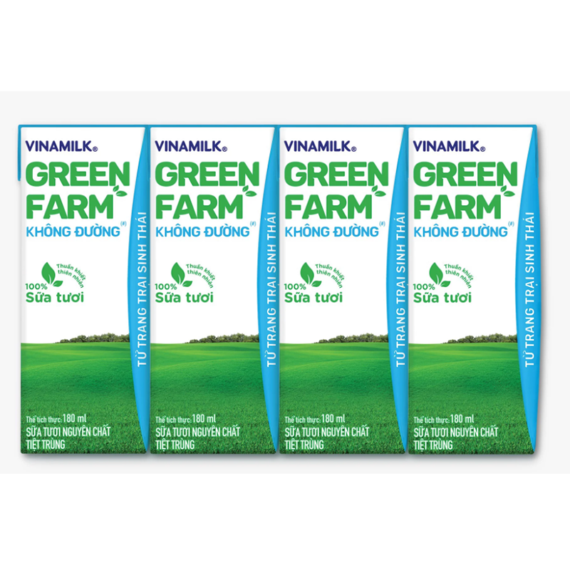 Sữa tươi tiệt trùng Vinamilk Green Farm không đường - Lốc 4...