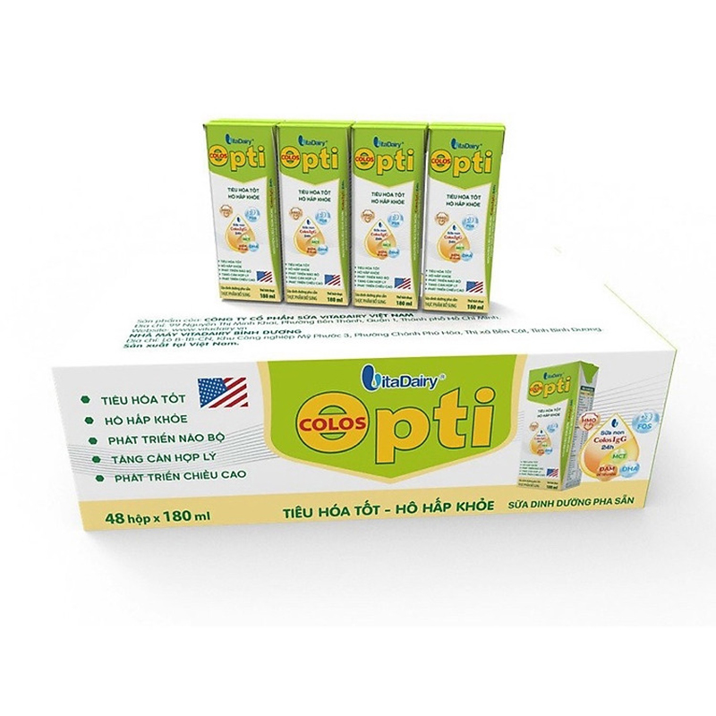 Sữa bột pha sẵn Colos Opti 180ml (lốc 4 hộp)