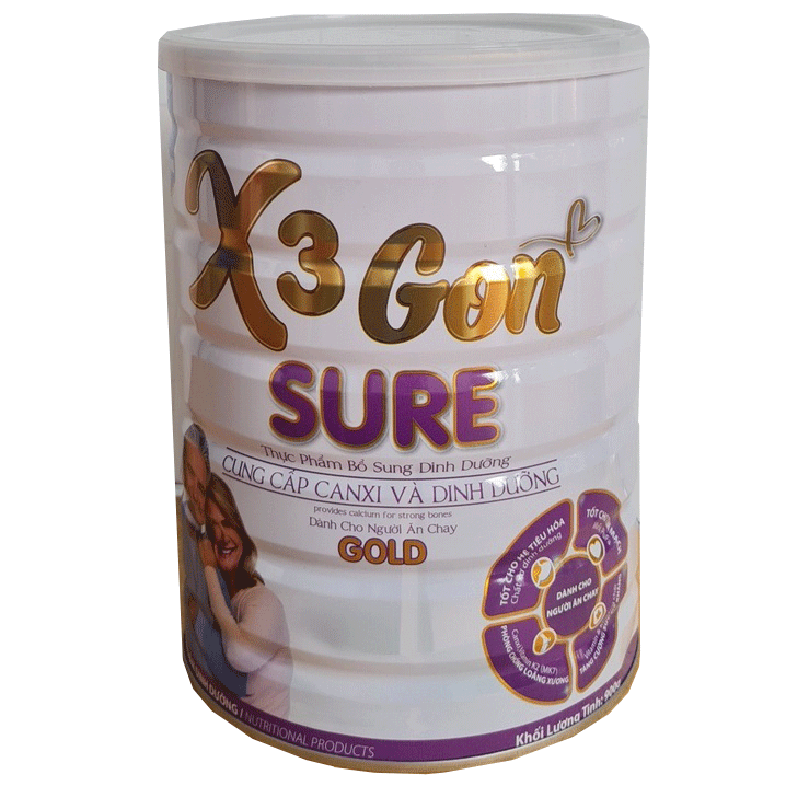 Sữa X3Gon Sure Gold K2-MK7 900g (ăn chay, ăn kiêng, giảm cân)
