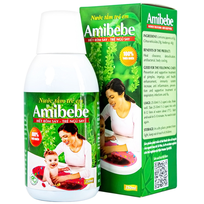 Nước tắm thảo dược trẻ em Amibebe Herbe 250ml (trị rôm sẩy,...