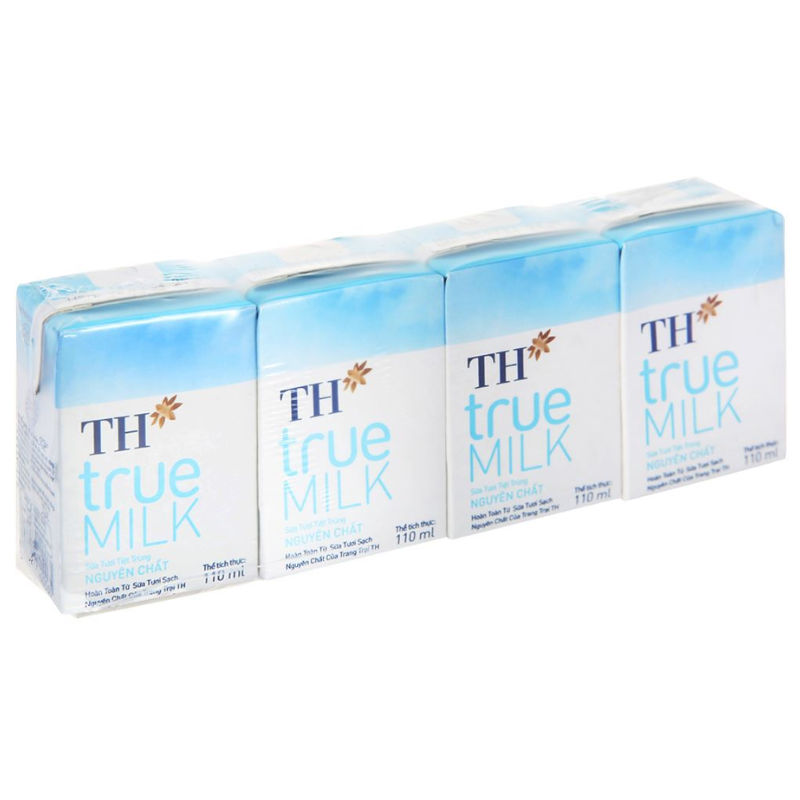 Sữa tươi TH true Milk nguyên chất lốc 4 hộp (110ml, 180ml)