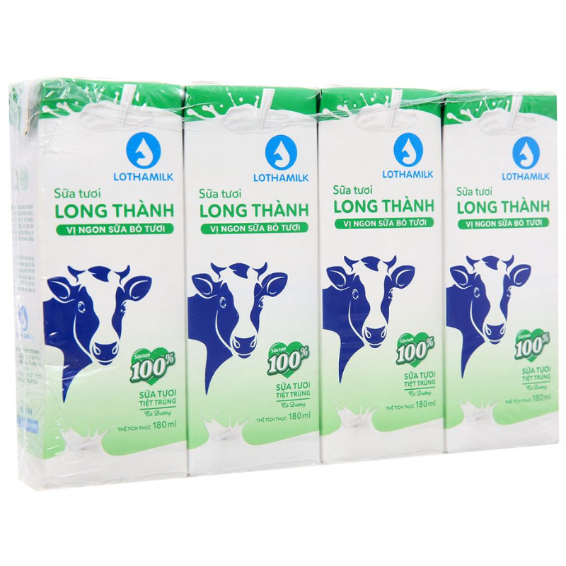 Sữa tươi tiệt trùng có đường Lothamilk lốc 4 hộp (110ml, 180ml)