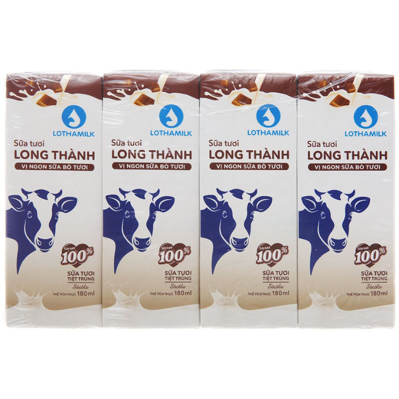 Sữa tươi tiệt trùng socola Lothamilk lốc 4 hộp (110ml, 180ml)