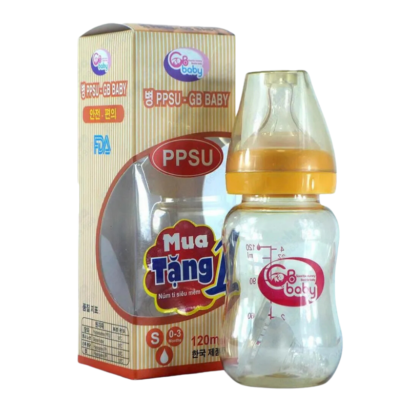Bình sữa cổ hẹp PPSU GB-Baby 120ml chính hãng Hàn Quốc