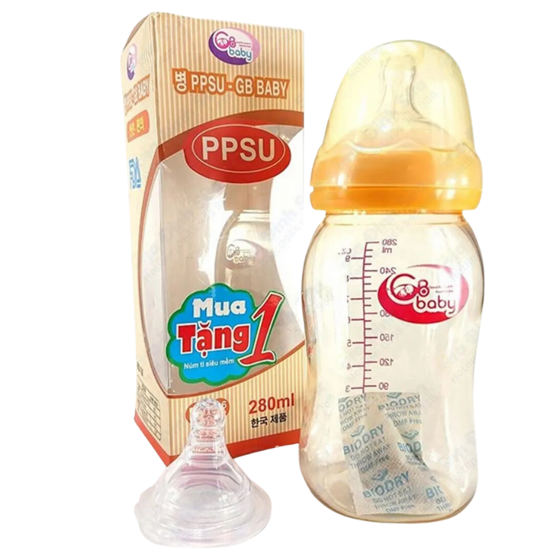 Bình sữa cổ rộng PPSU GB-Baby 280ml chính hãng Hàn Quốc