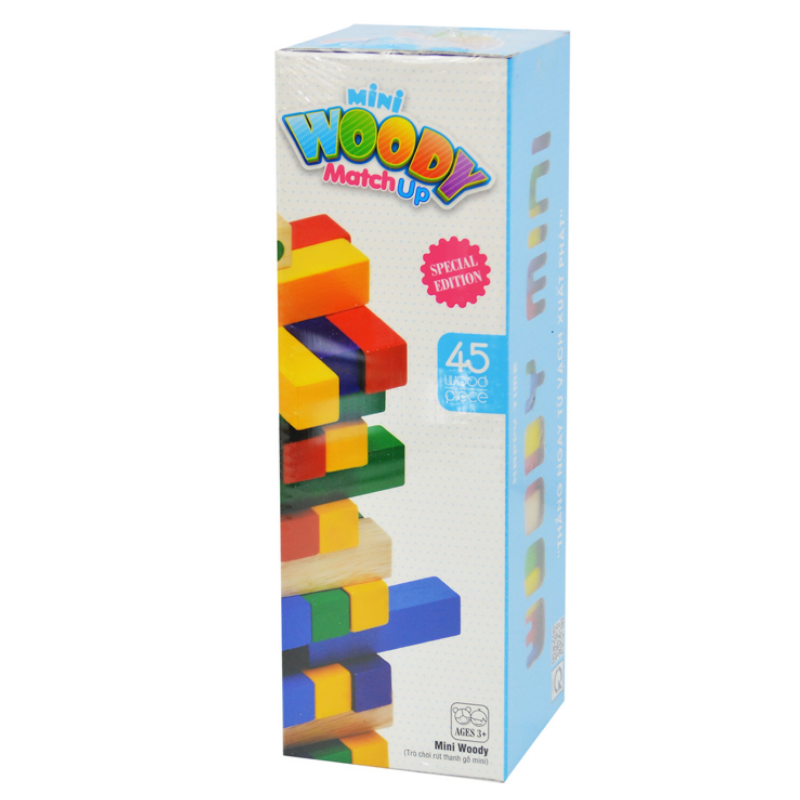Đồ chơi rút gỗ màu Mini Woody (45pcs) - Rút thanh màu mini Woody