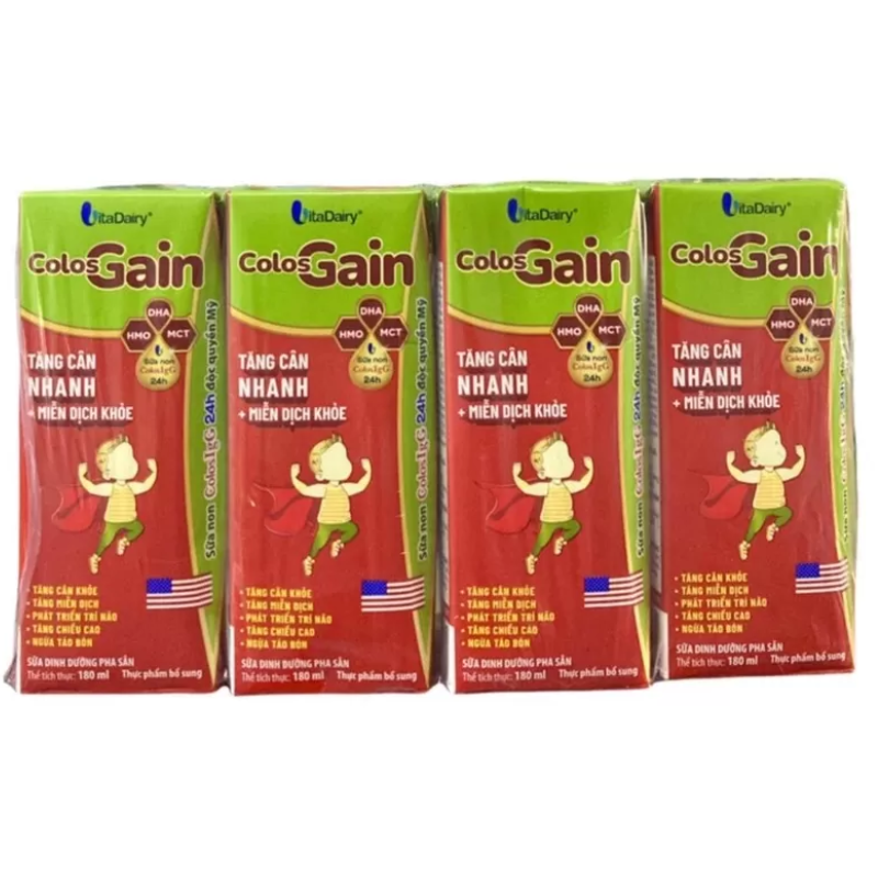 Sữa bột pha sẵn Colos Gain 180ml (lốc 4 hộp)