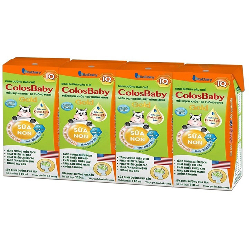 Sữa bột pha sẵn ColosBaby IQ Gold 110ml (lốc 4 hộp)