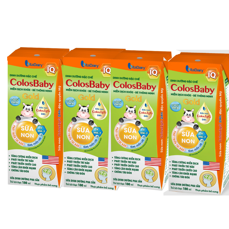 Sữa bột pha sẵn ColosBaby IQ Gold 180ml (lốc 4 hộp)
