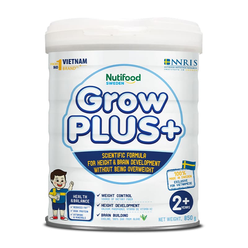 Sữa bột Nutifood GrowPLUS+ trắng hương vani 850g (từ 2 tuổi)