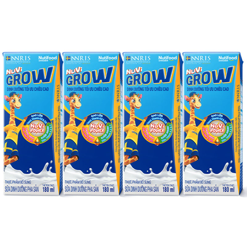 Sữa Pha Sẵn Nutifood Nuvi Grow 180ml Lốc 4 Hộp