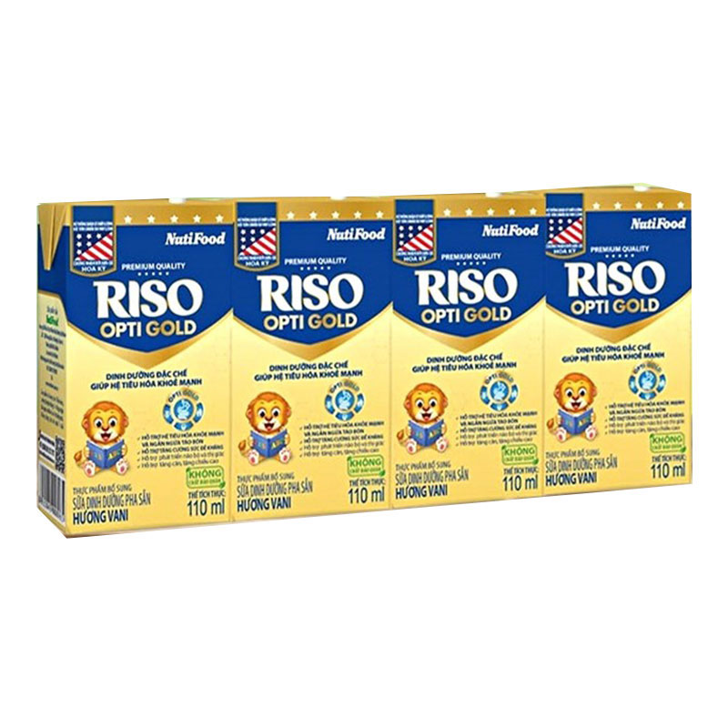 Sữa nước Nutifood RISO Opti Gold 110ml (lốc 4 hộp)