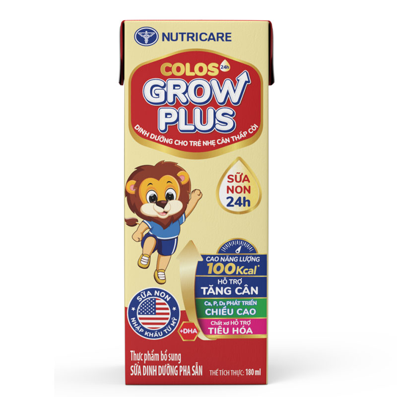Sữa nước Nutricare Colos24h Grow Plus 180ml (lốc 4 hộp)