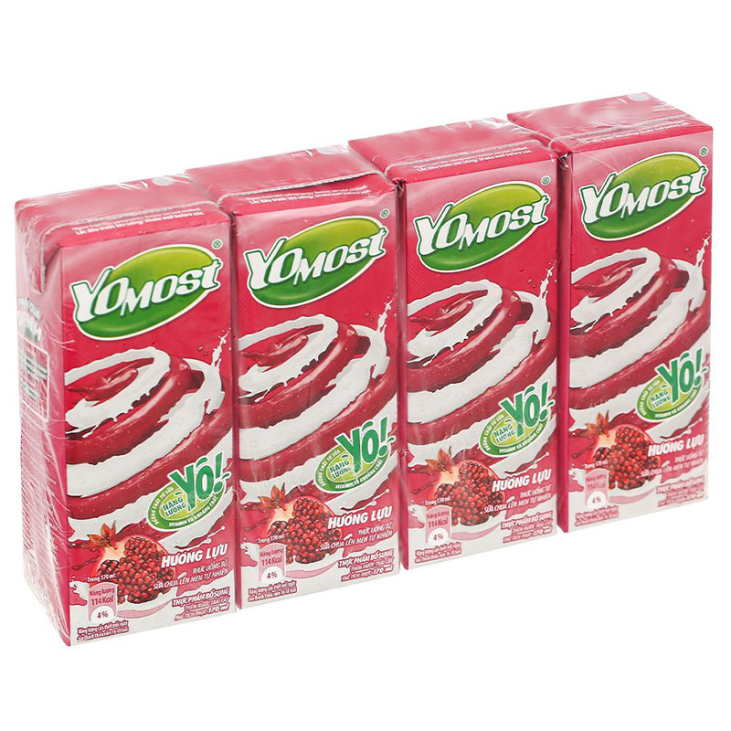 Sữa chua uống YoMost hương lựu 170ml (lốc 4 hộp)