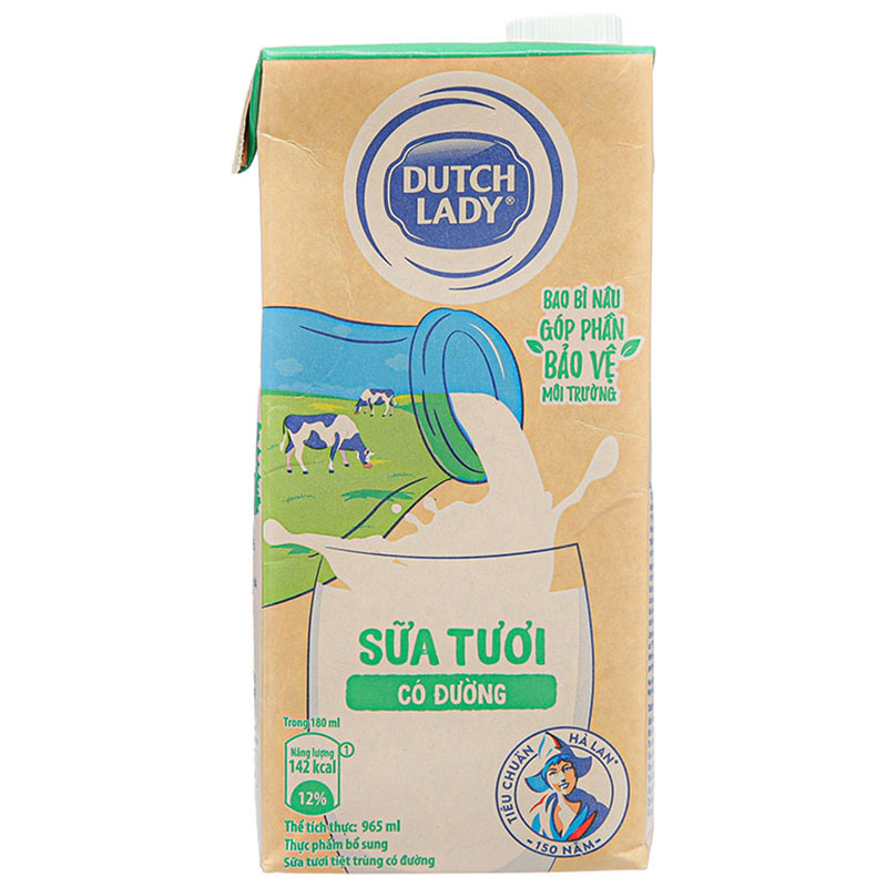 Sữa tươi tiệt trùng Dutch Lady có đường hộp 965ml